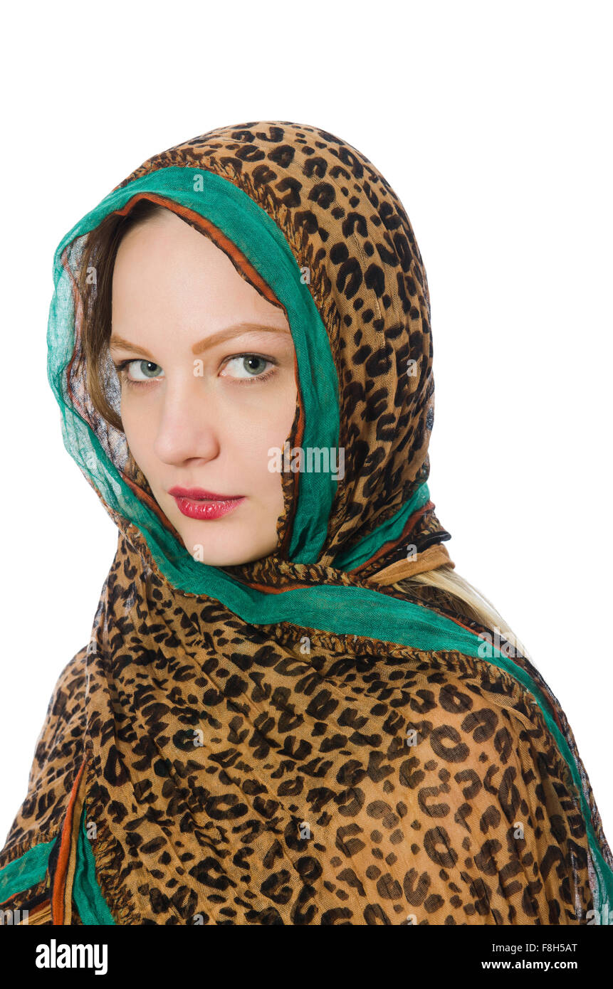 Woman wearing traditional clothing on white Stock Photo - Alamy