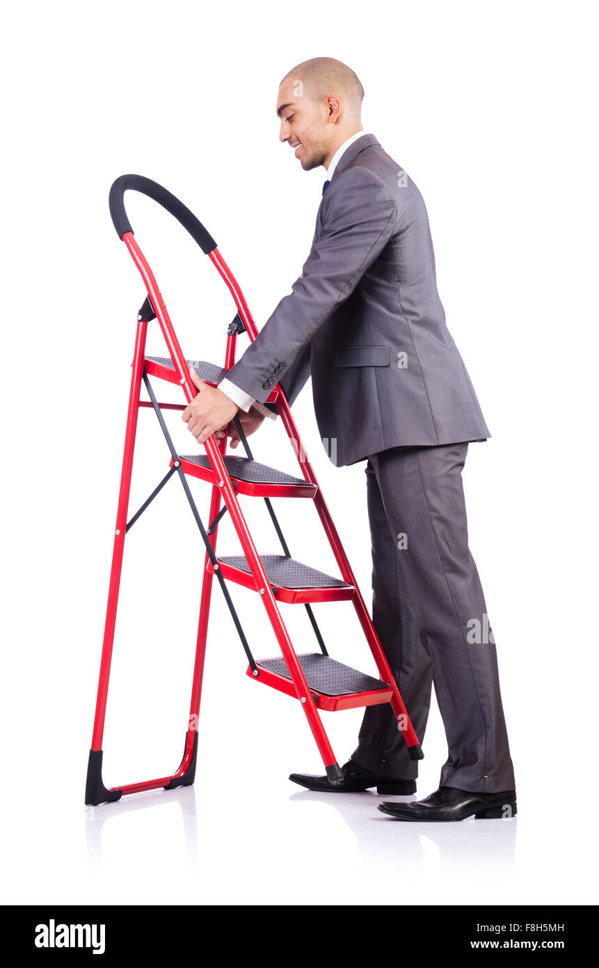 Businessman in career ladder concept Stock Photo - Alamy