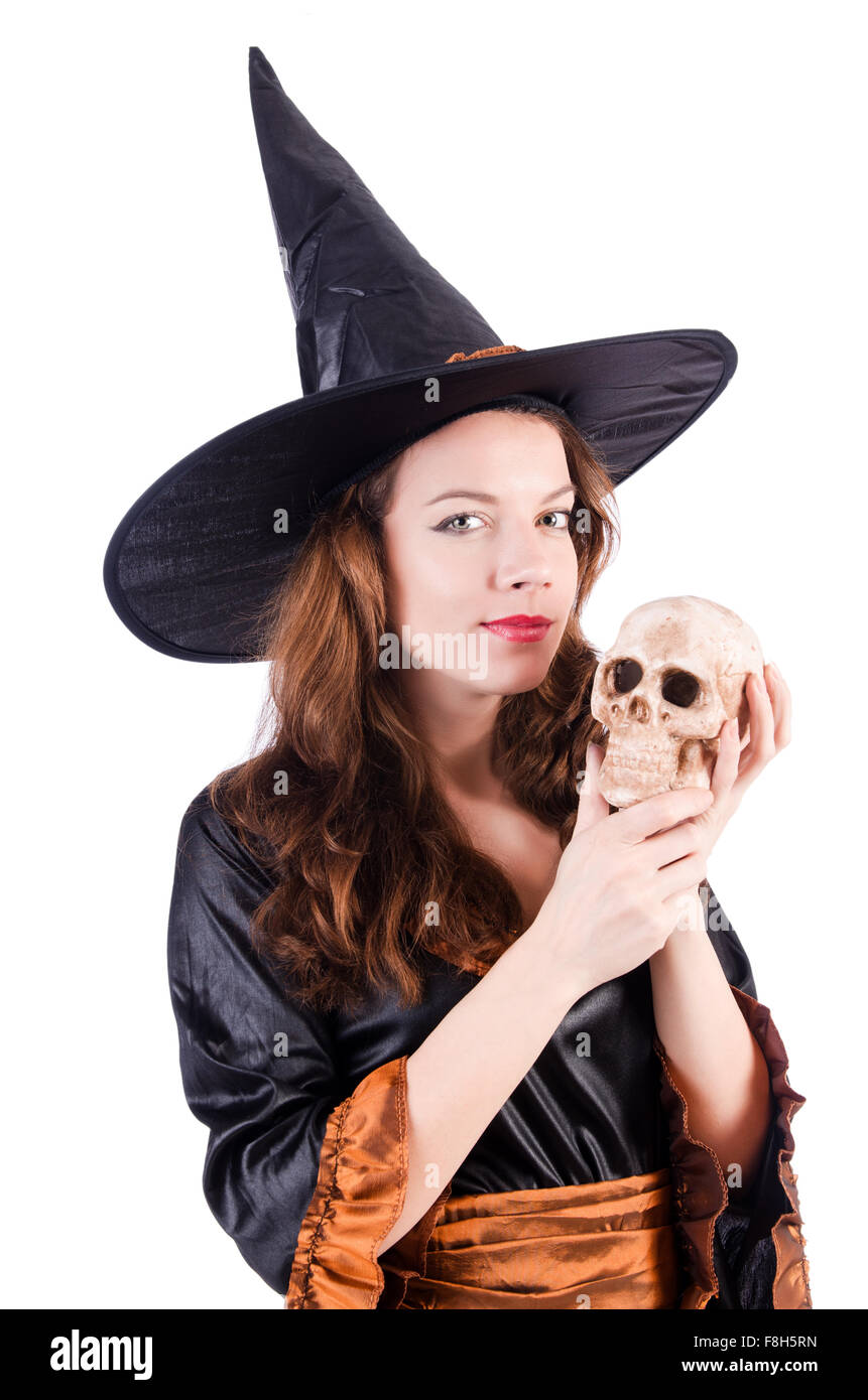 Witch isolated on the white background Stock Photo - Alamy