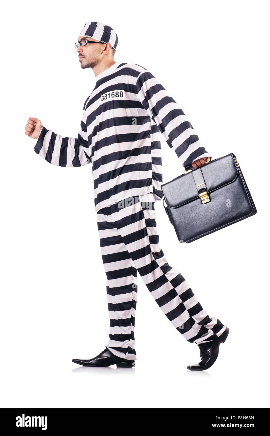 Convict criminal in striped uniform Stock Photo - Alamy