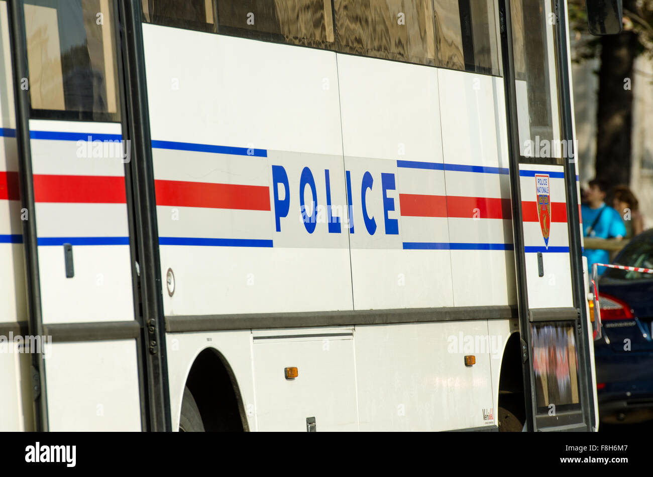 Police bus on the street Stock Photo - Alamy