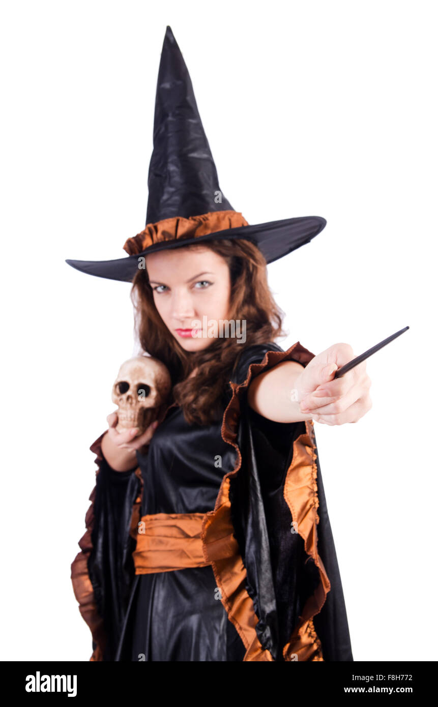 Witch isolated on the white background Stock Photo - Alamy
