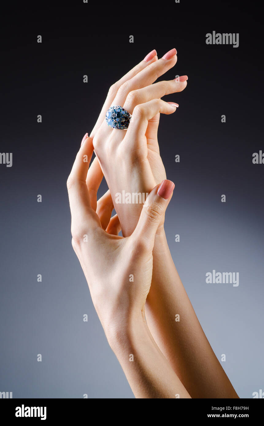 Engagement ring on the hand Stock Photo - Alamy