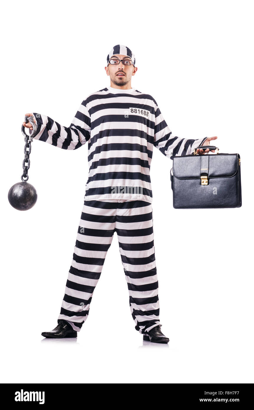 Convict criminal in striped uniform Stock Photo - Alamy