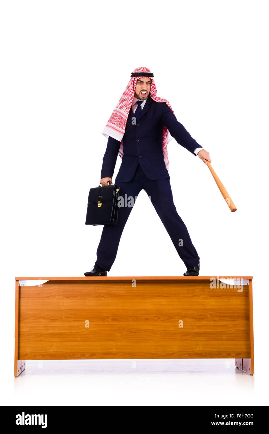 Arab businessman hitting with baseball bat Stock Photo - Alamy