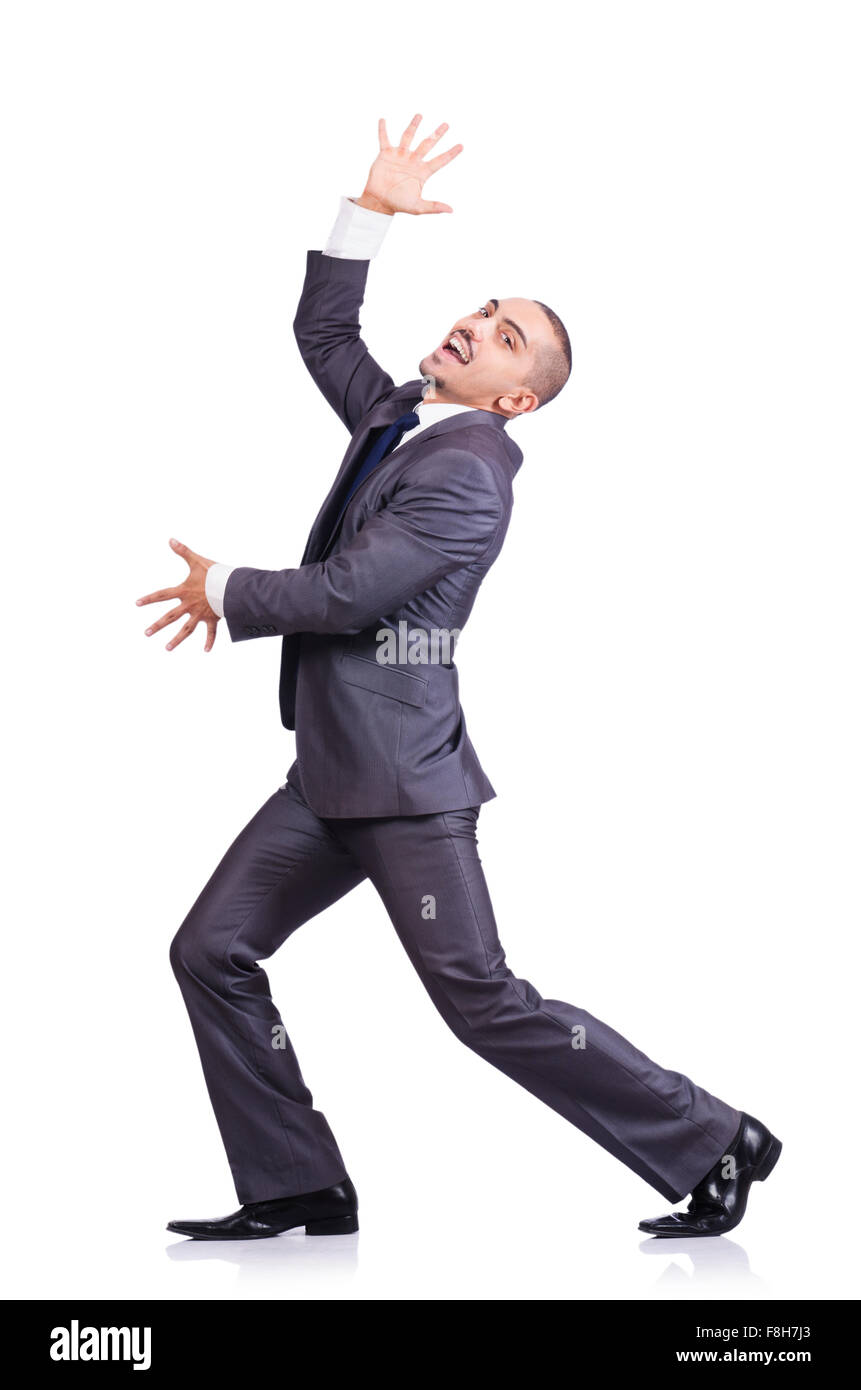 Dancing businessman isolated on white Stock Photo - Alamy