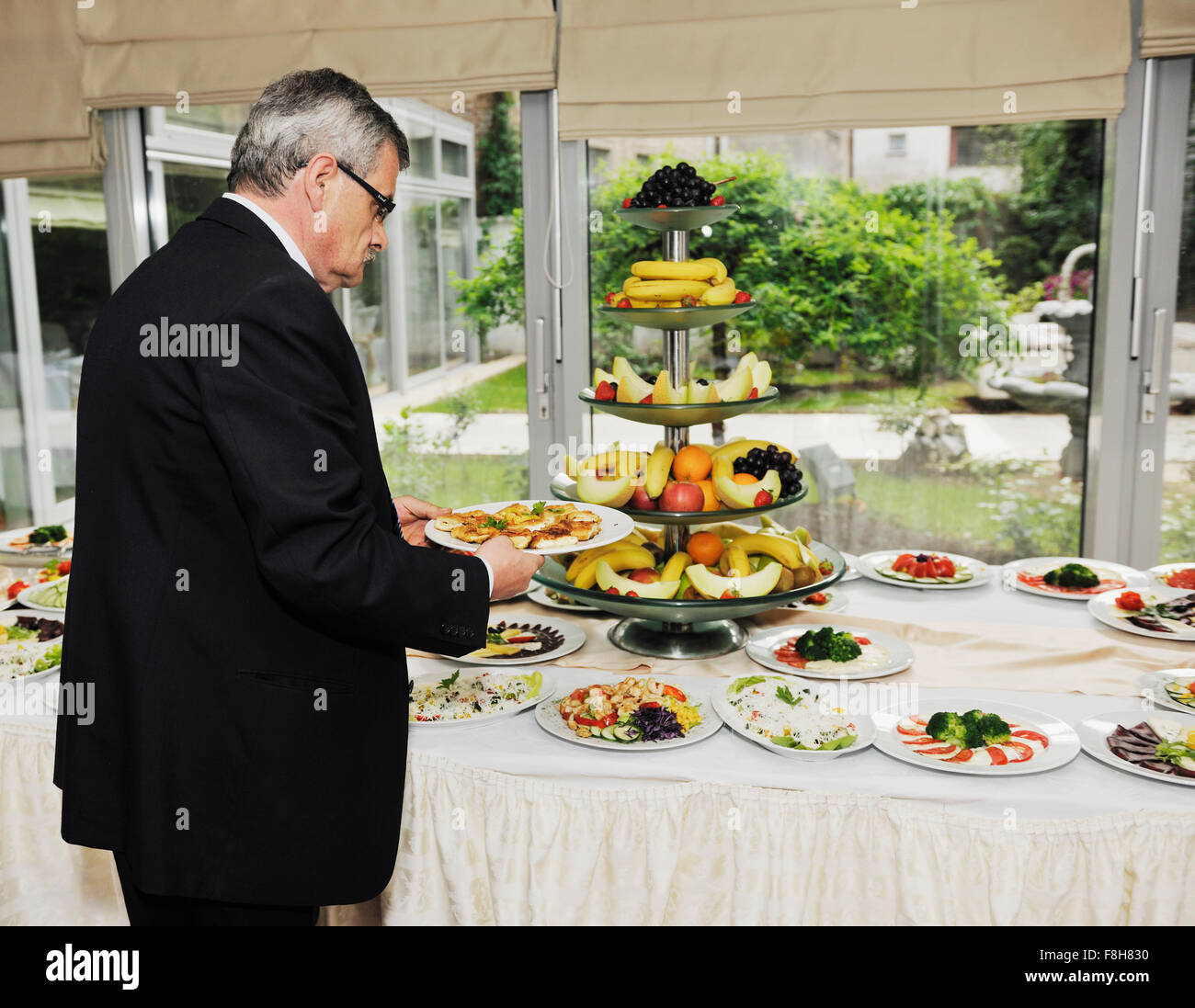 table on catering and buffet party on business seminar conference or ...