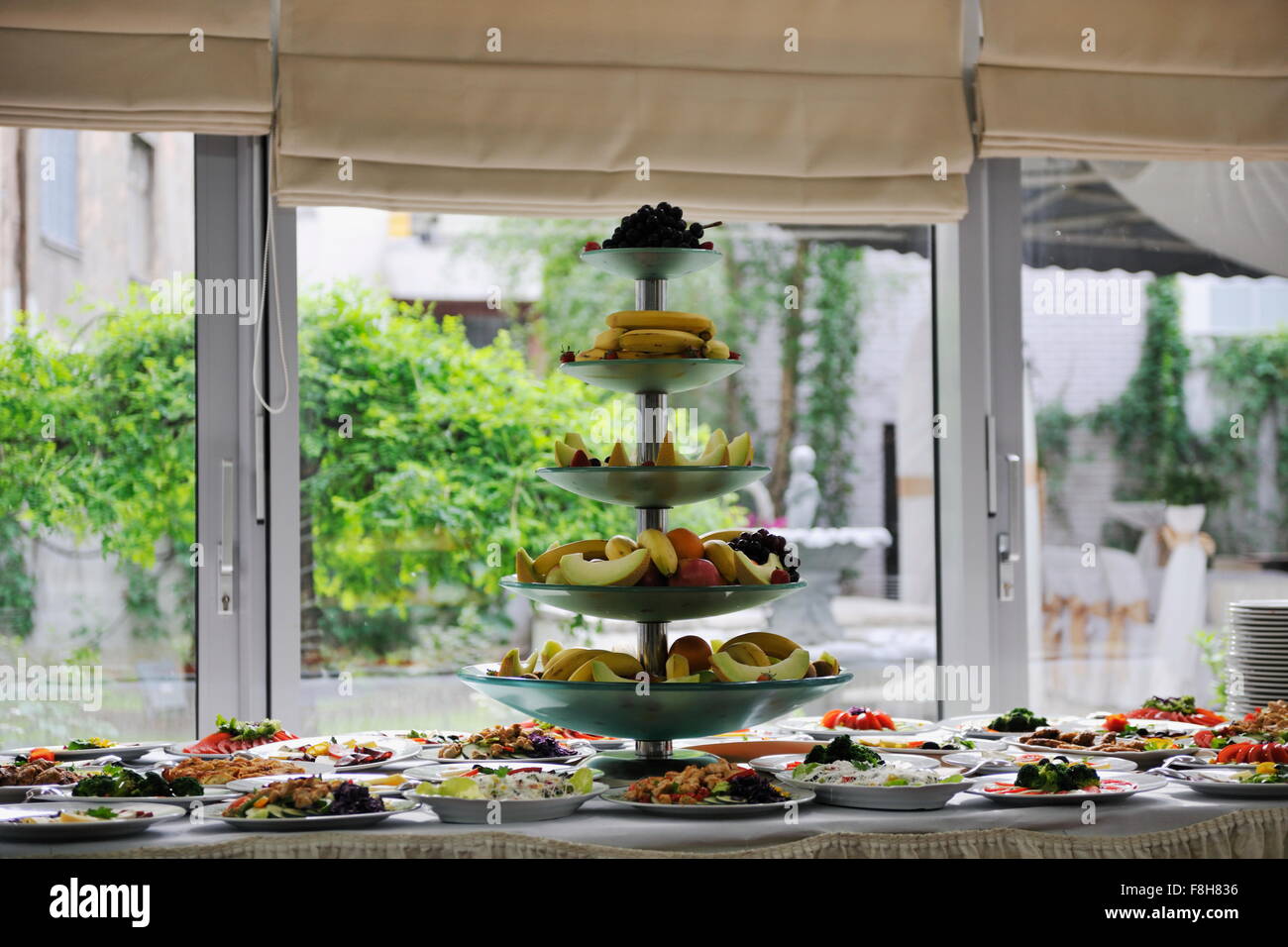 delicius catering food arrangement on party in restaurant Stock Photo ...