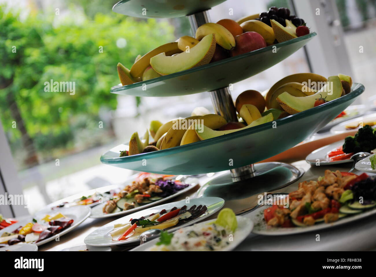 delicius catering food arrangement on party in restaurant Stock Photo ...