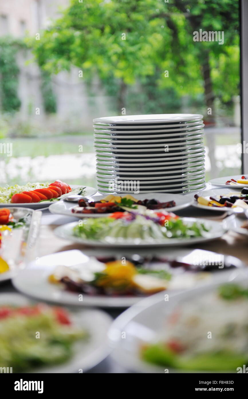 delicius catering food arrangement on party in restaurant Stock Photo ...