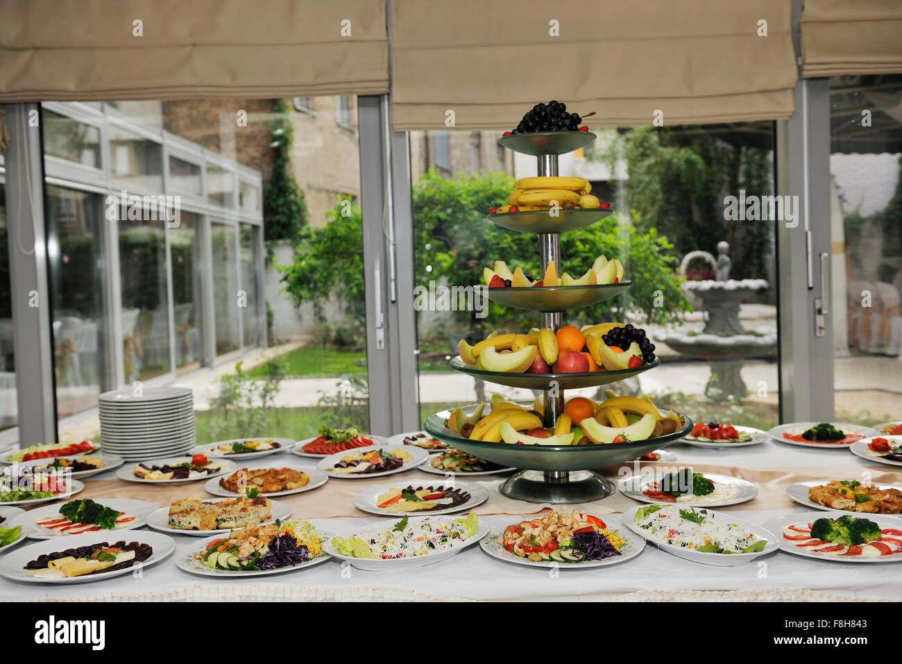 delicius catering food arrangement on party in restaurant Stock Photo ...