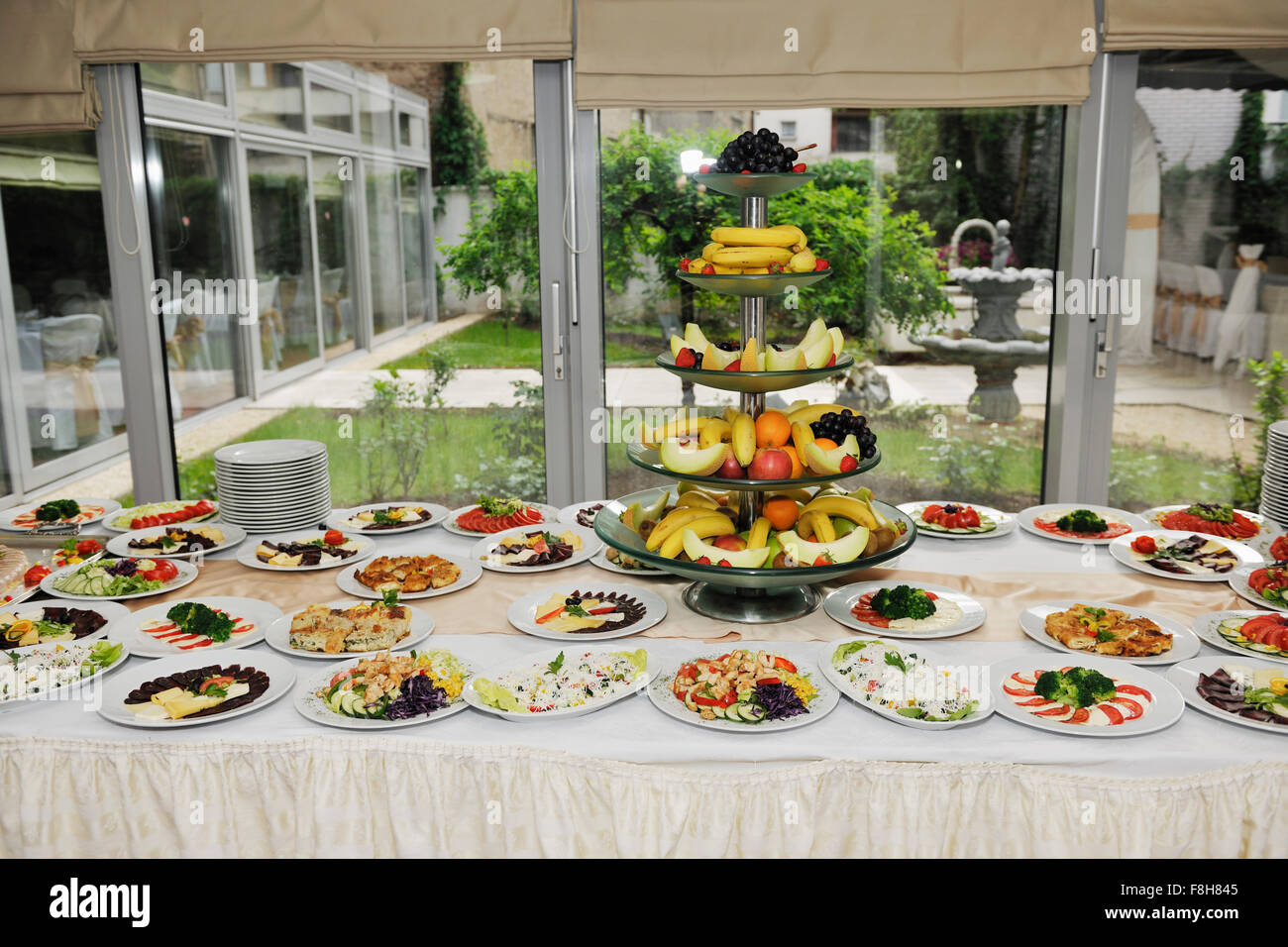 delicius catering food arrangement on party in restaurant Stock Photo ...