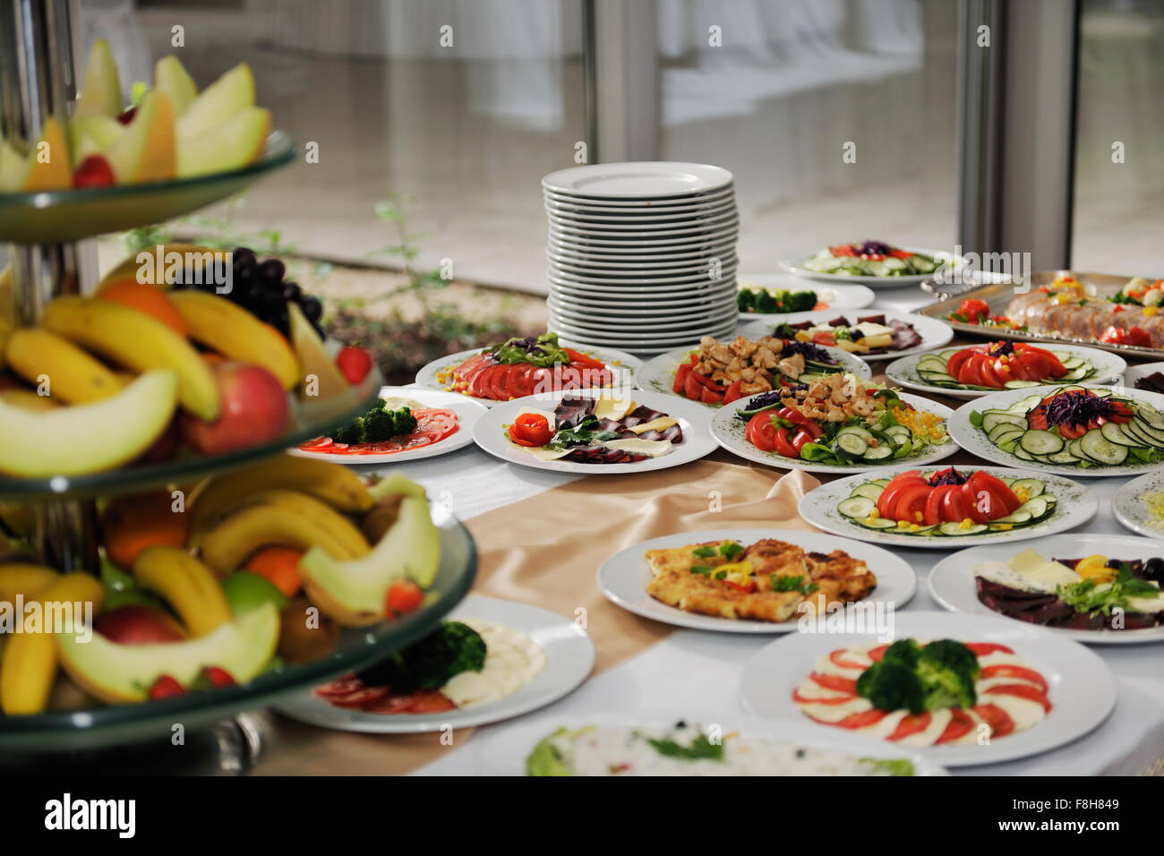 delicius catering food arrangement on party in restaurant Stock Photo ...