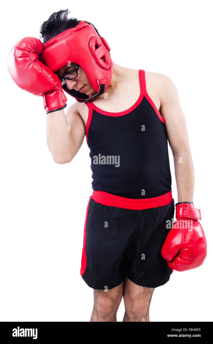 Funny boxer isolated on the white background Stock Photo - Alamy