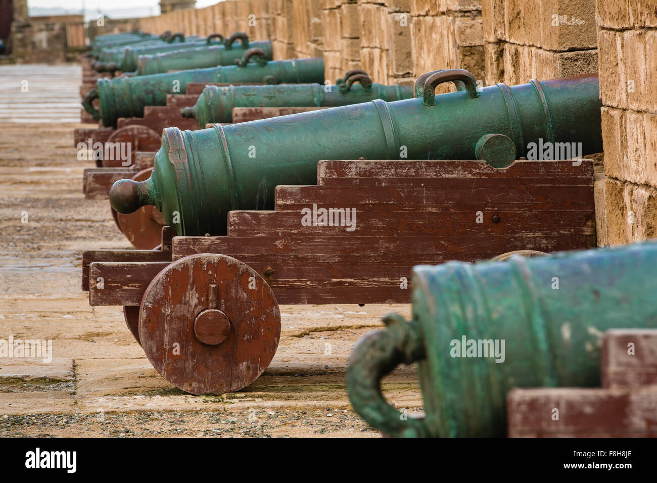 ESSAOUIRA, Morocco - 02 November 2015: Guns in the former Portuguese ...