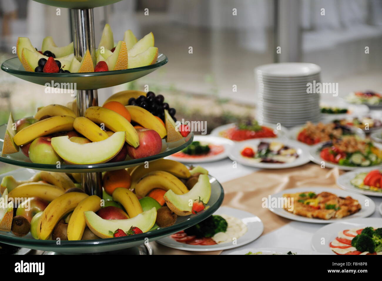 delicius catering food arrangement on party in restaurant Stock Photo ...