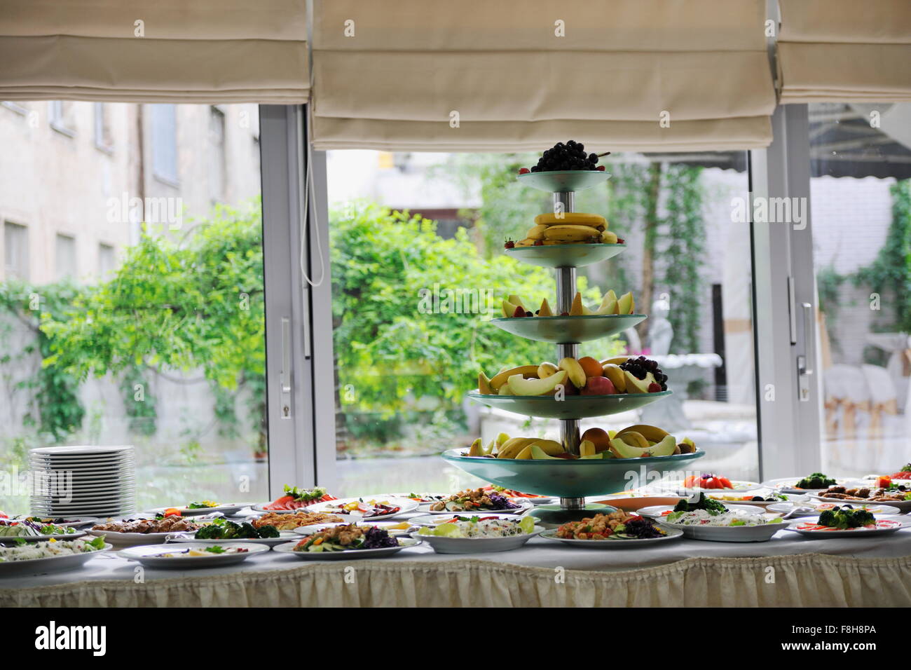 delicius catering food arrangement on party in restaurant Stock Photo ...