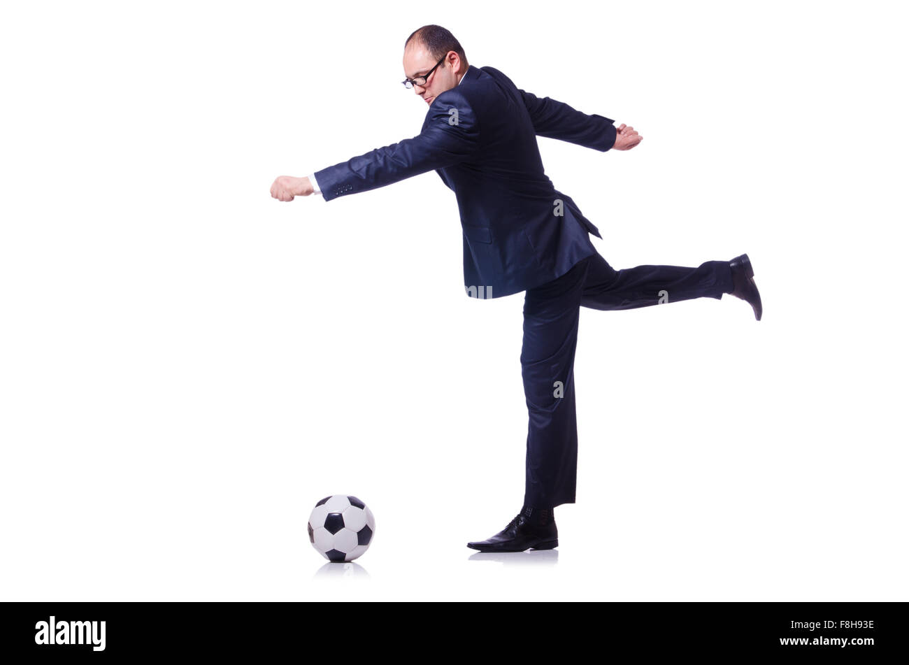 Man with football isolated on white Stock Photo - Alamy