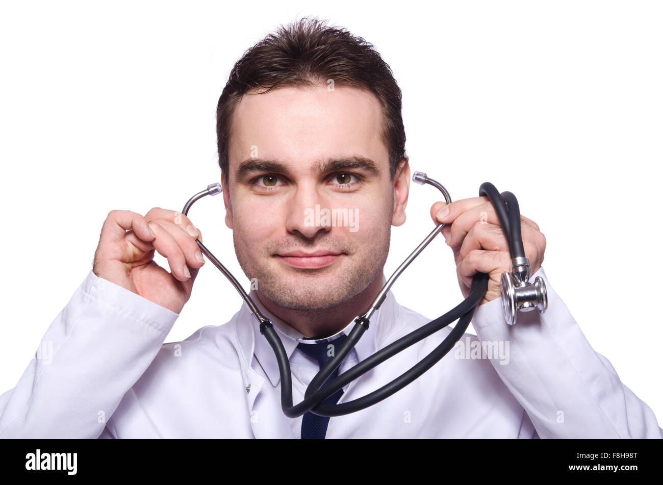 Funny doctor isolated on the white Stock Photo - Alamy