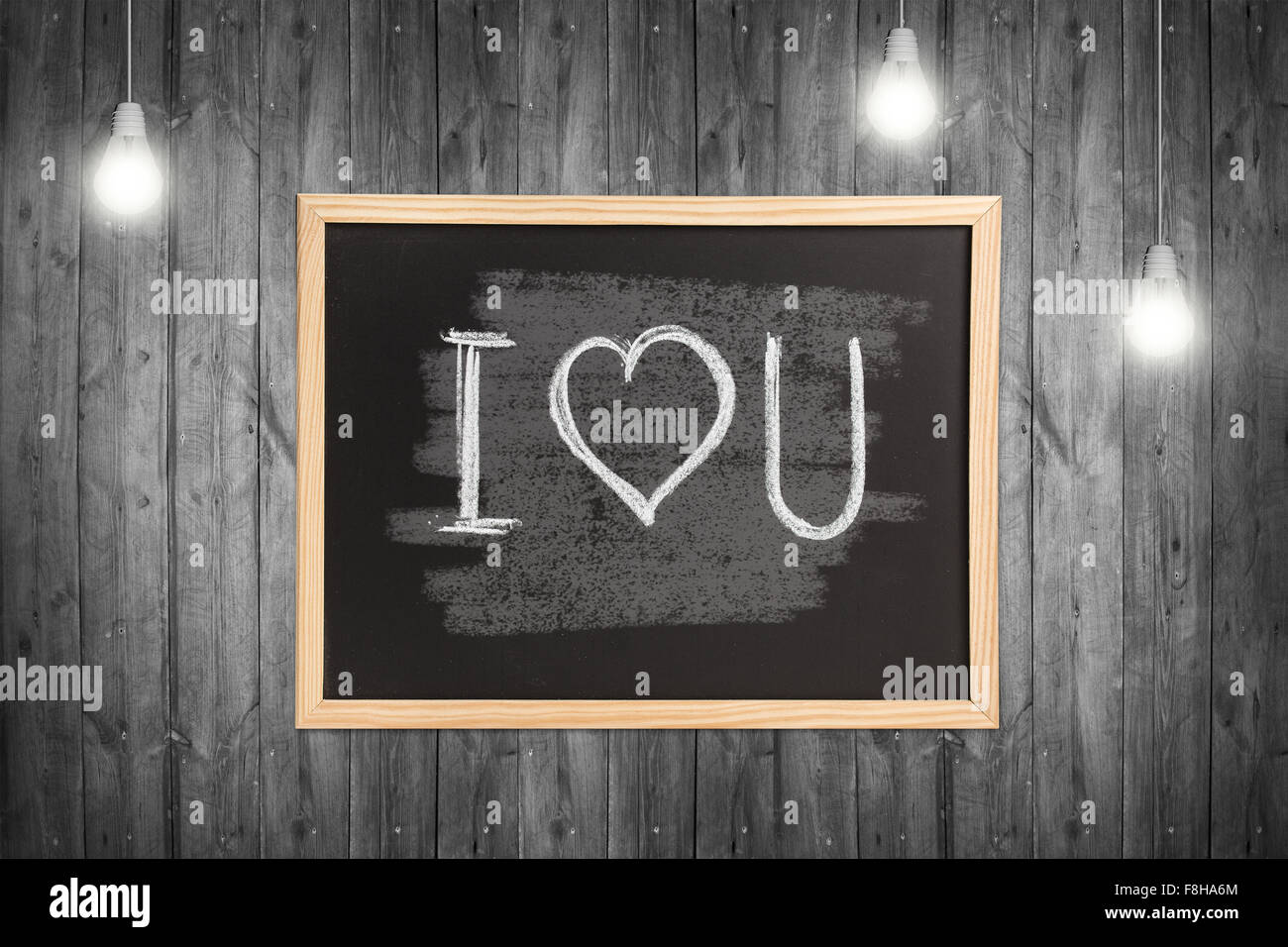 Wooden chalkboard with I love you note Stock Photo - Alamy