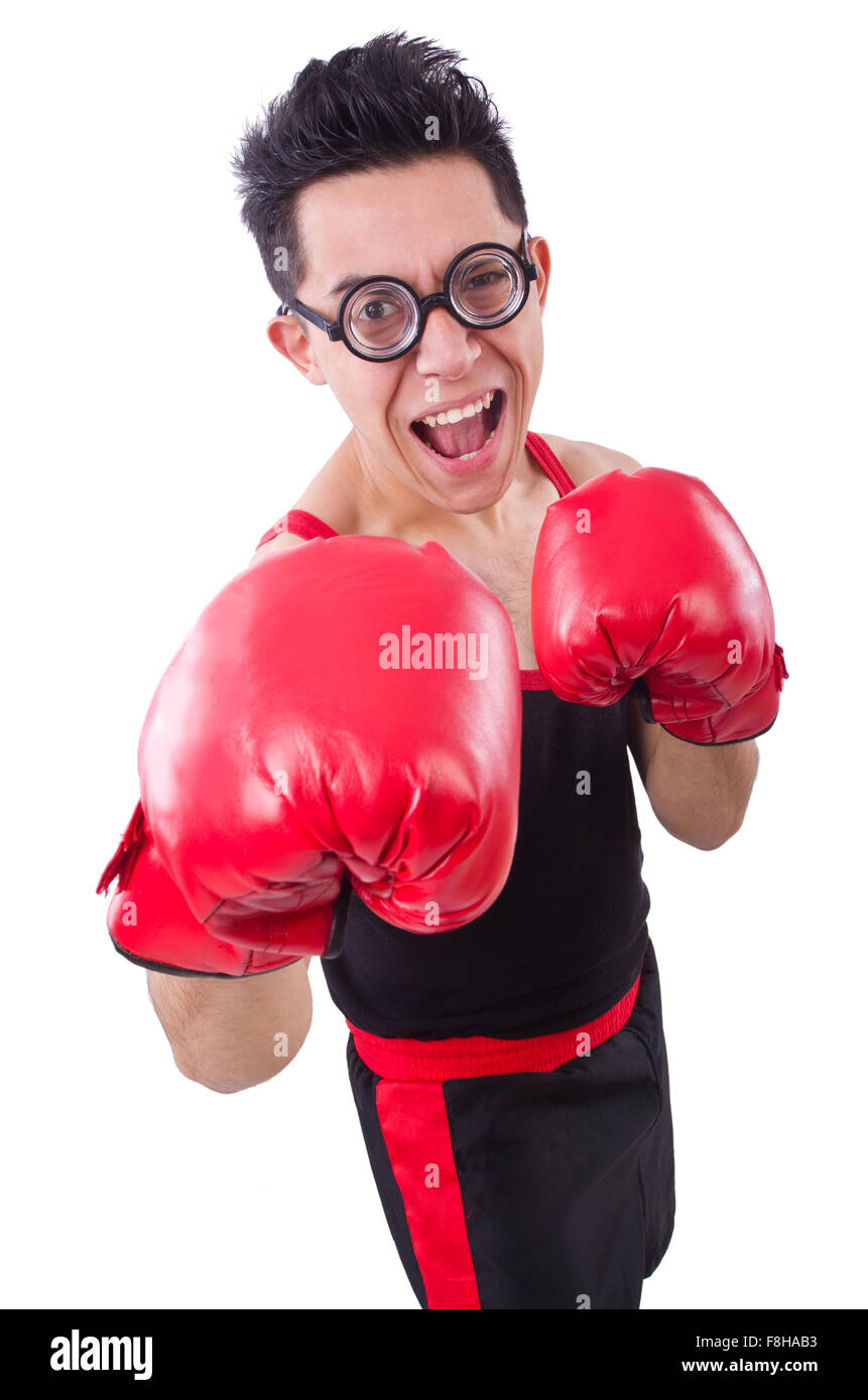 Funny boxer isolated on the white background Stock Photo - Alamy