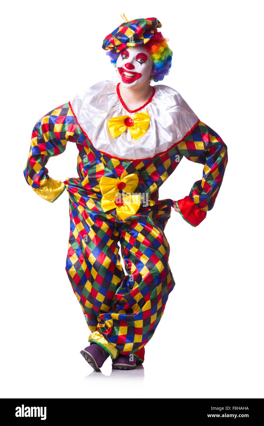 Clown in the costume isolated on white Stock Photo - Alamy