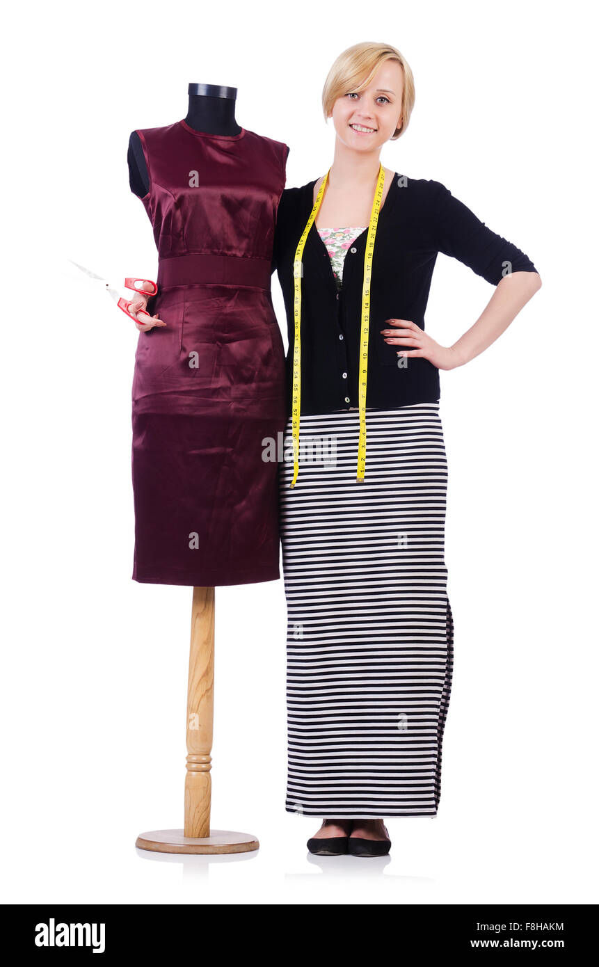 Young tailor isolated on the white Stock Photo - Alamy