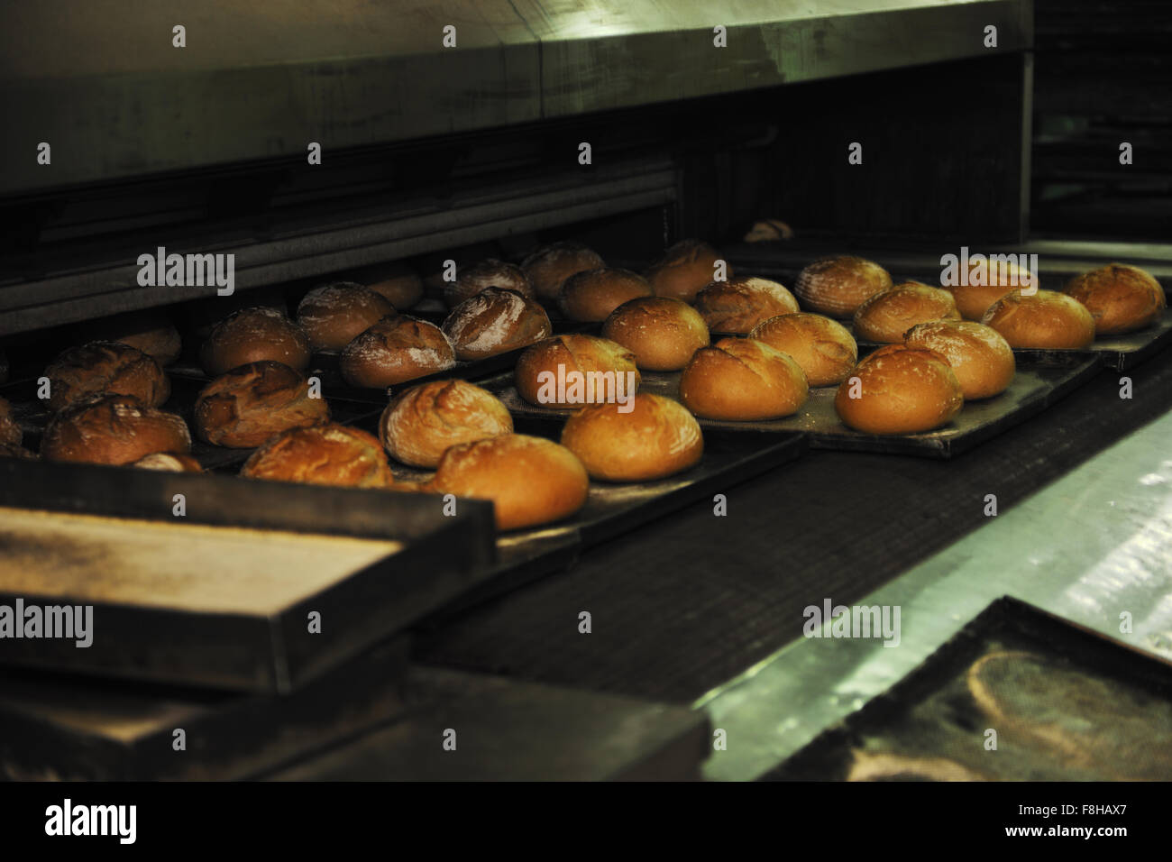 bread bakery food factory production with fresh products Stock Photo ...