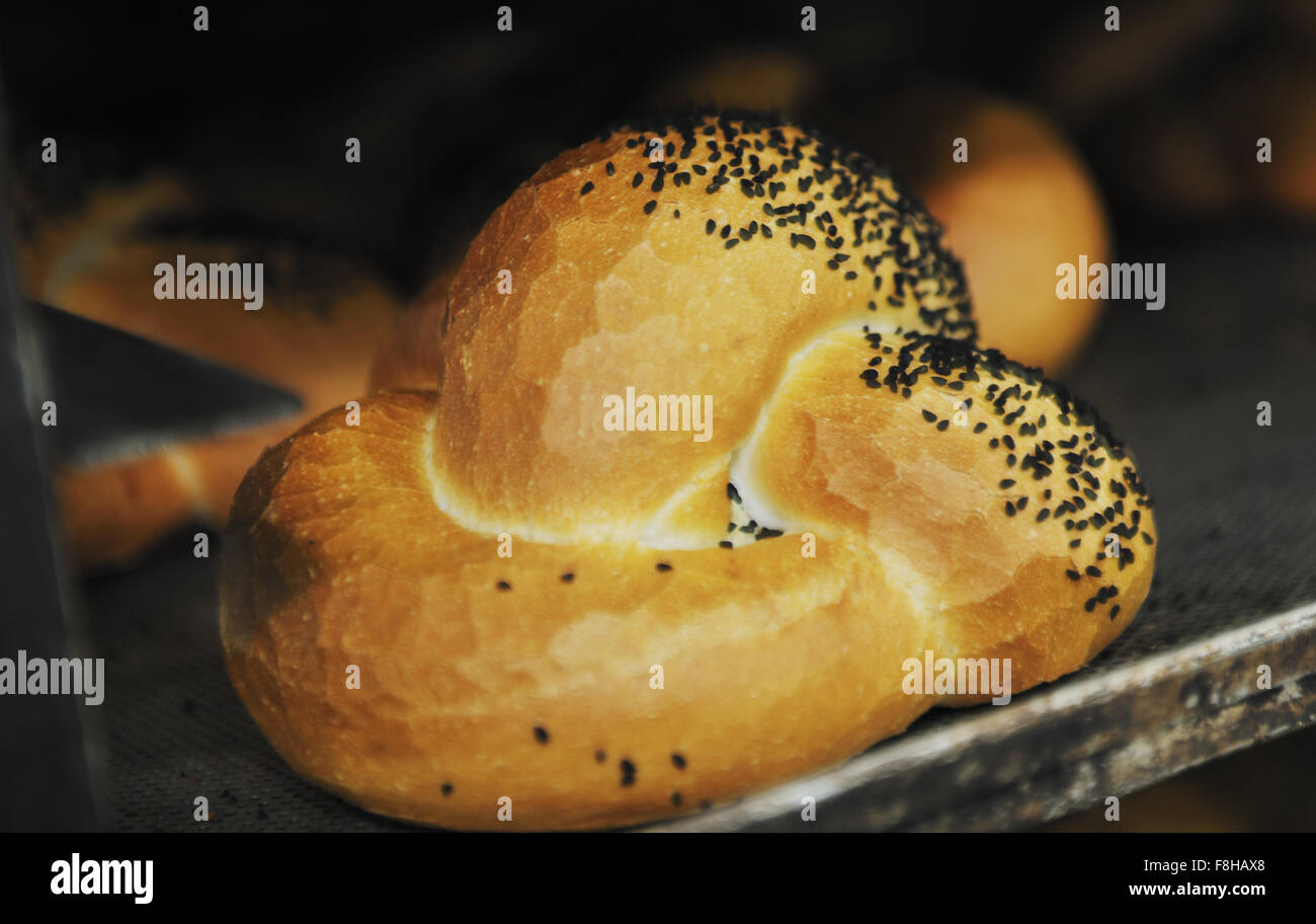 bread bakery food factory production with fresh products Stock Photo ...