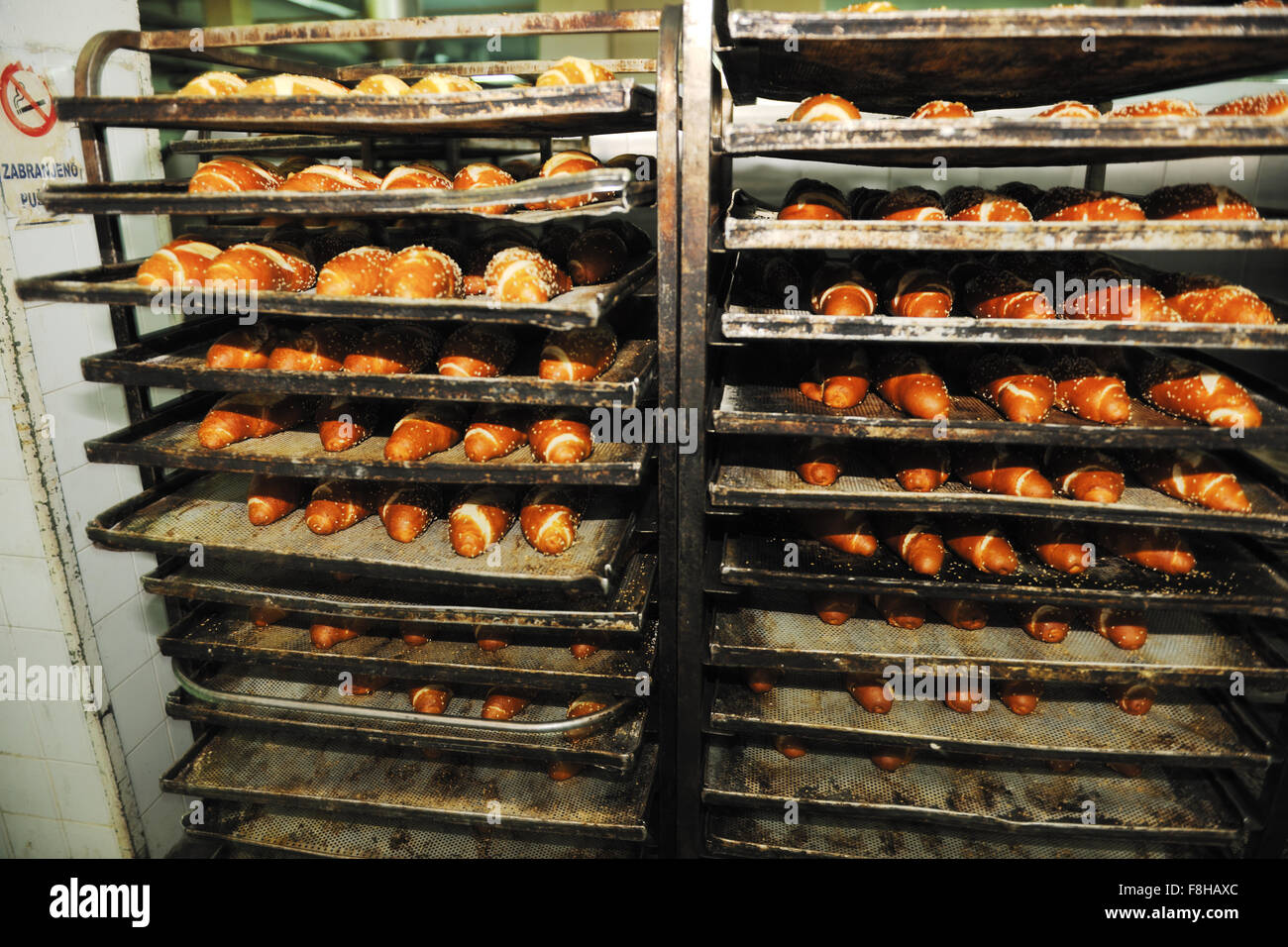 bread bakery food factory production with fresh products Stock Photo ...
