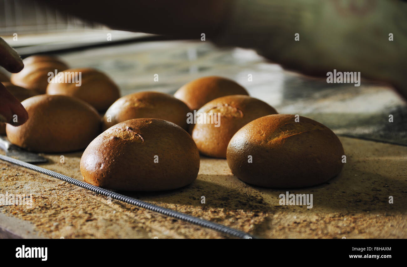bread bakery food factory production with fresh products Stock Photo ...