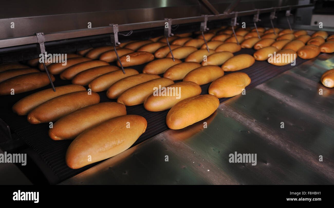 bread bakery food factory production with fresh products Stock Photo ...