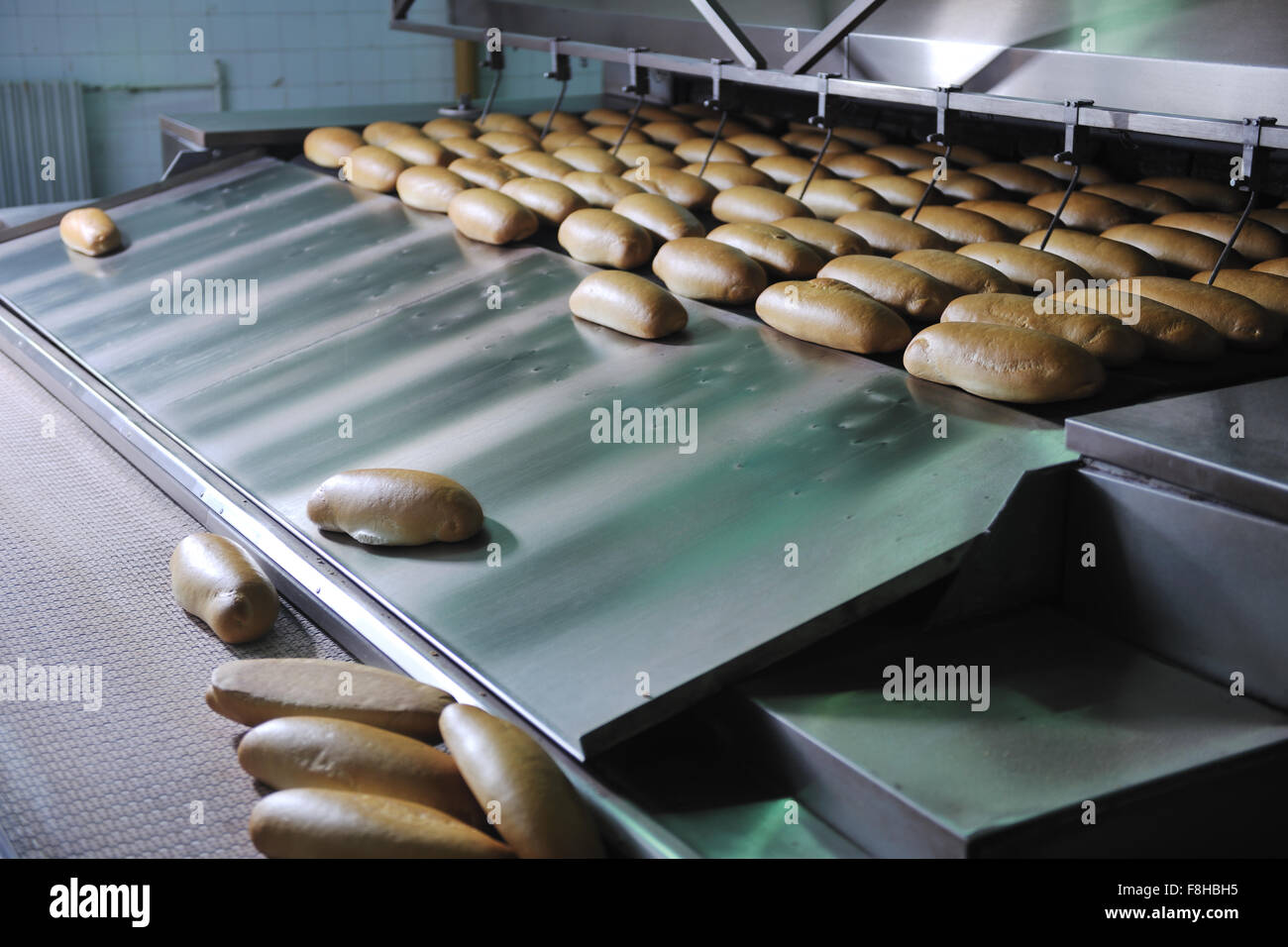 bread bakery food factory production with fresh products Stock Photo ...