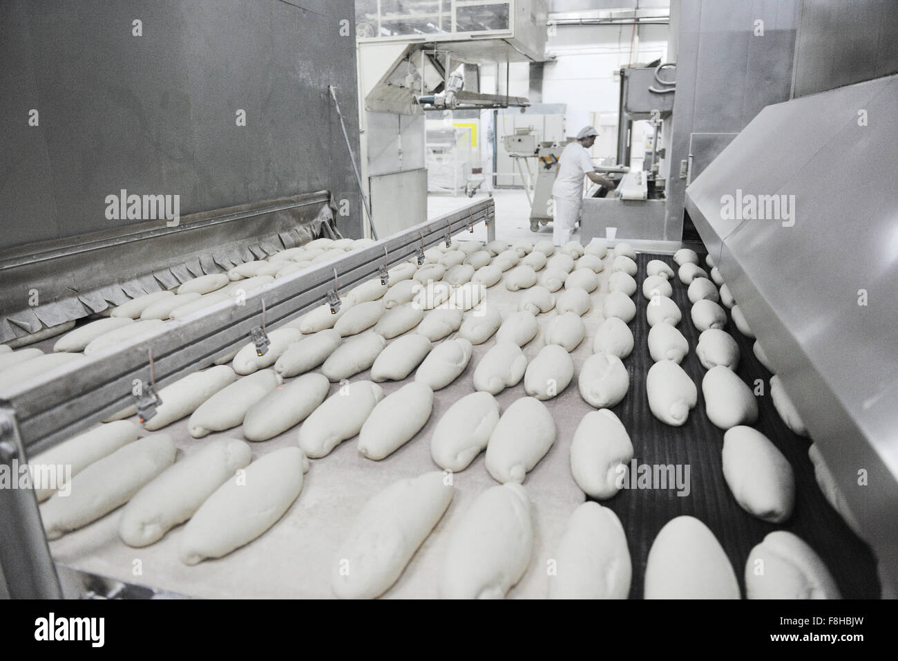 bread bakery food factory production with fresh products Stock Photo ...