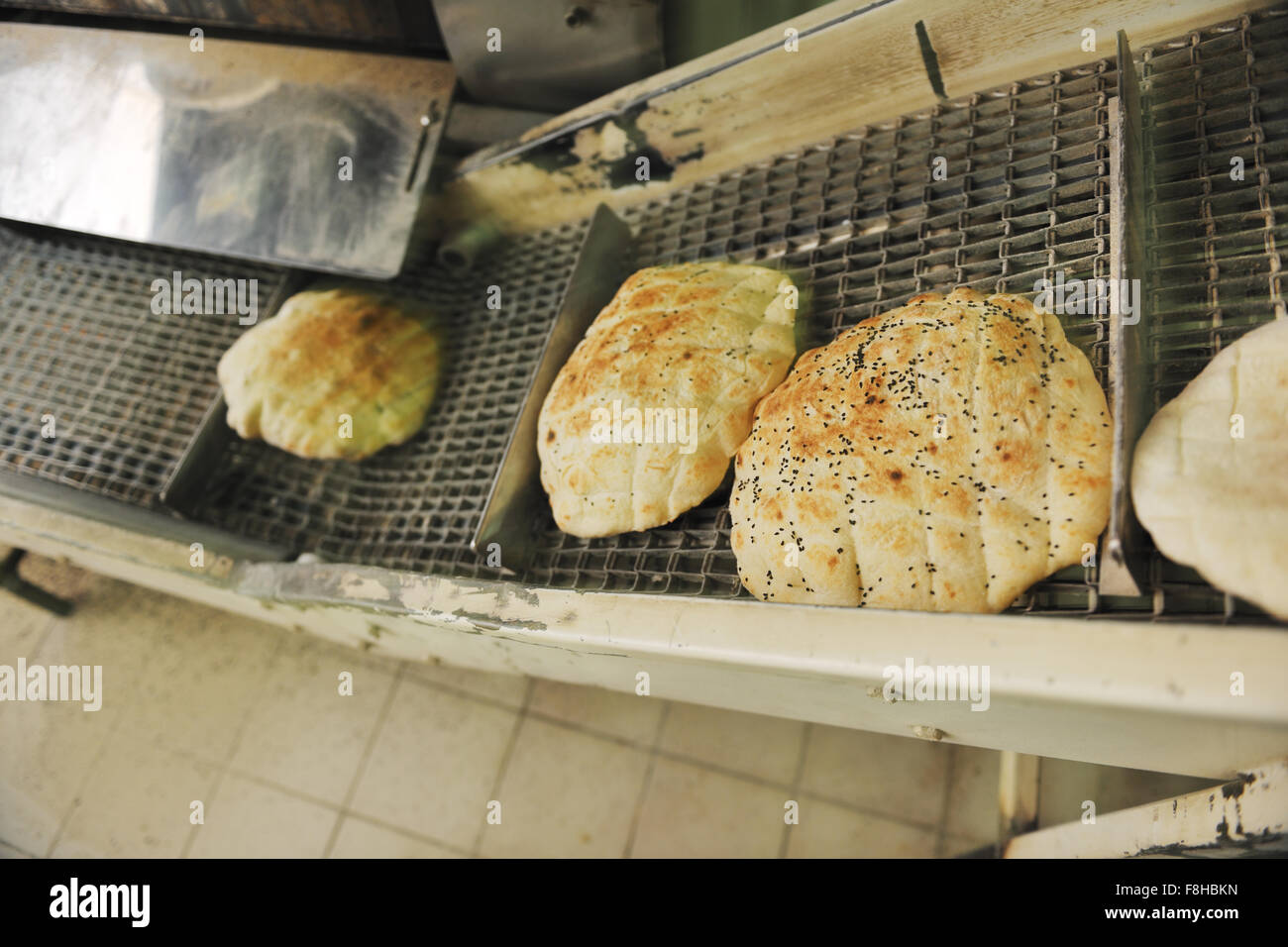 bread bakery food factory production with fresh products Stock Photo ...