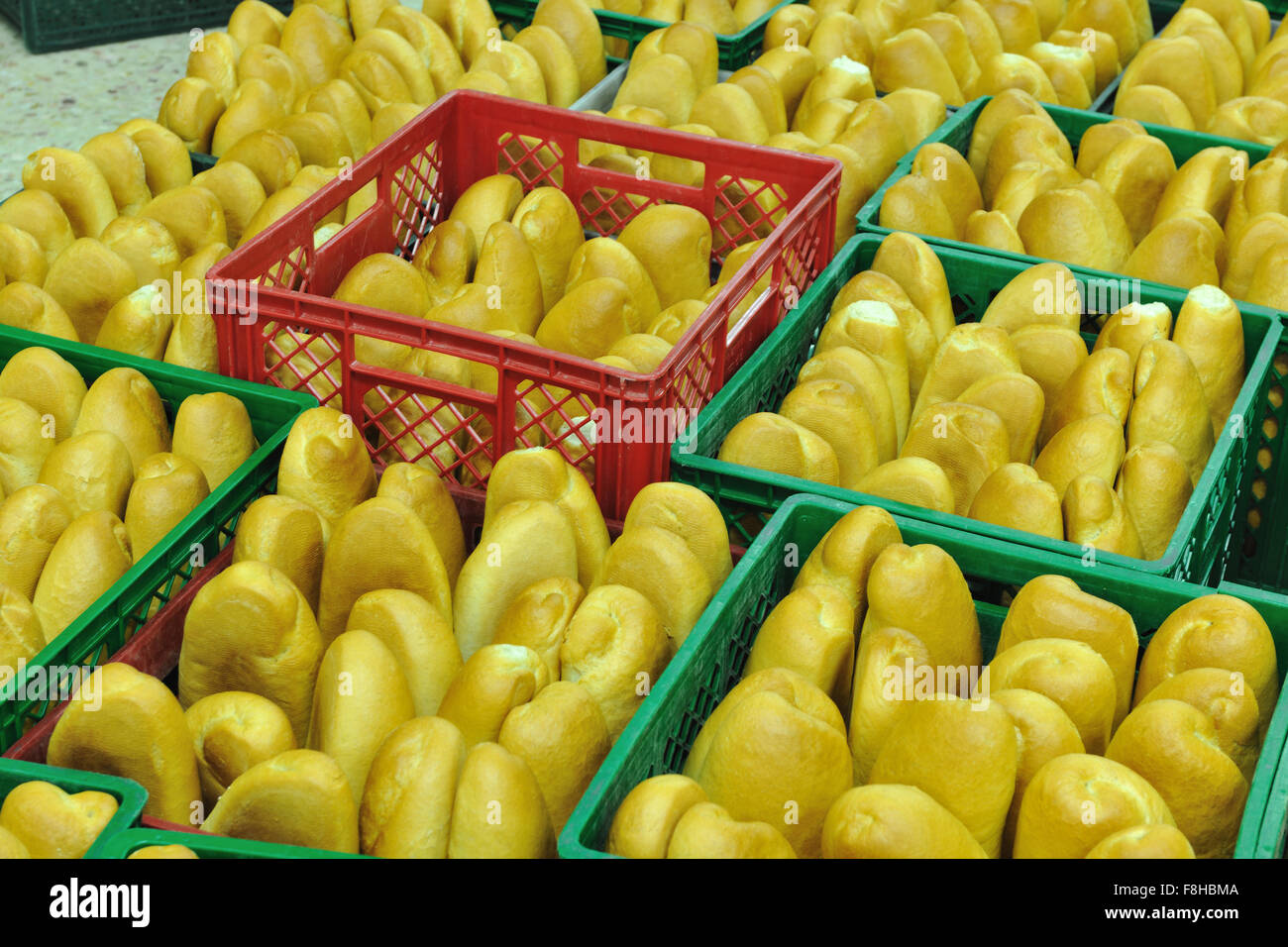 bread bakery food factory production with fresh products Stock Photo ...