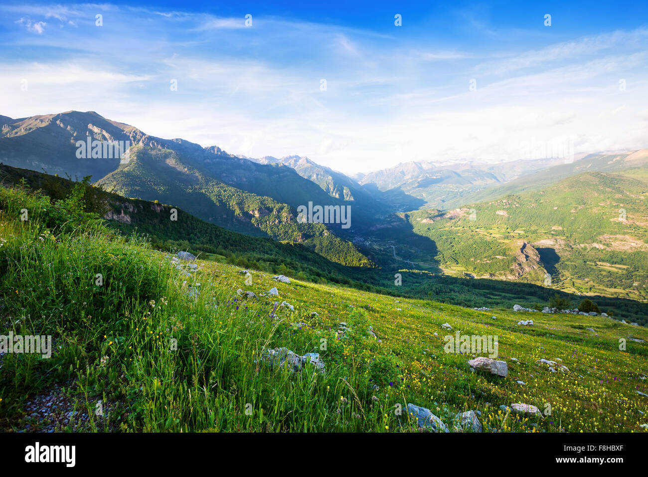 Mountains landscape from mountains pass. Pyrenees Stock Photo - Alamy