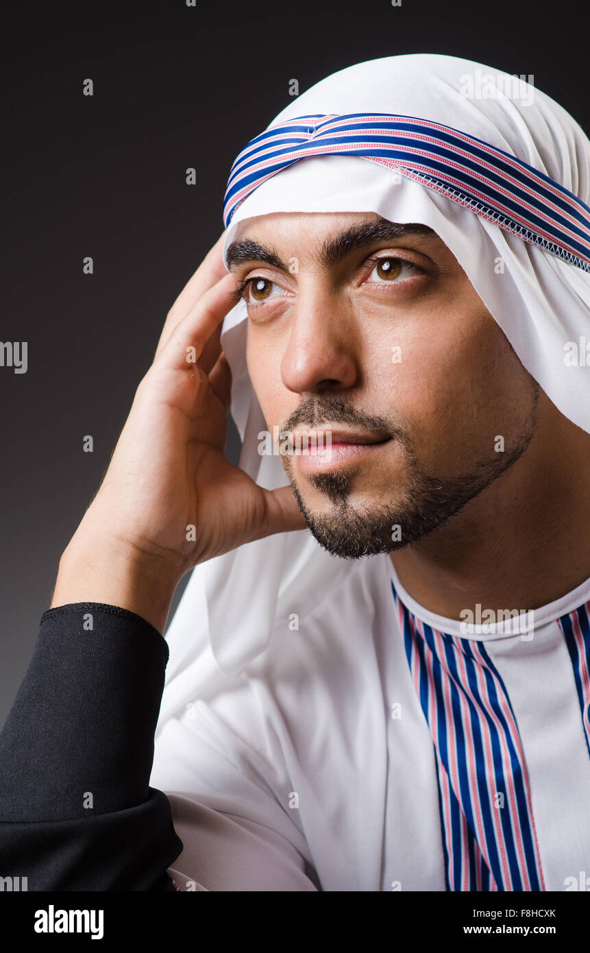 Arab man in deep thinking mode Stock Photo - Alamy