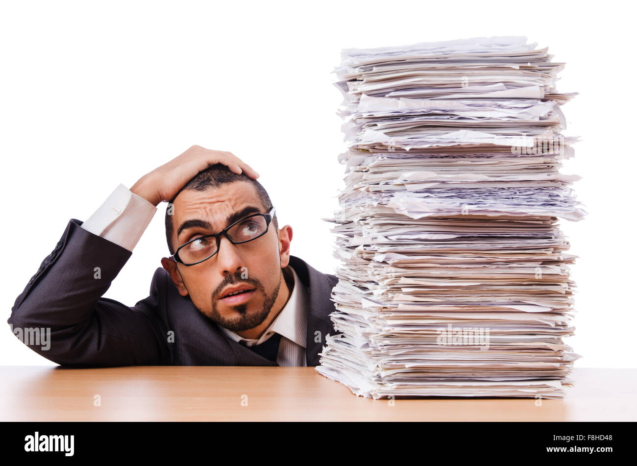 Man with too much work to do Stock Photo - Alamy