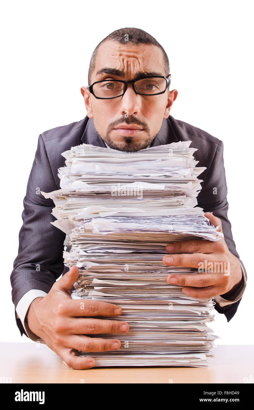 Man with too much work to do Stock Photo - Alamy