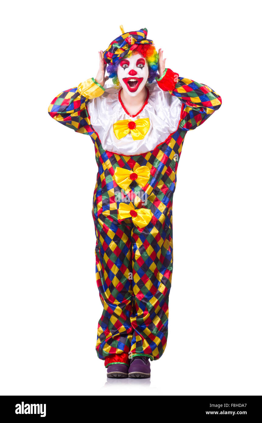 Clown in the costume isolated on white Stock Photo - Alamy
