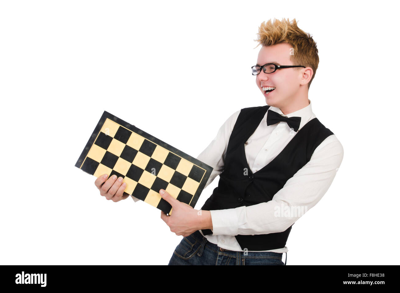 Funny chess player isolated on white Stock Photo - Alamy