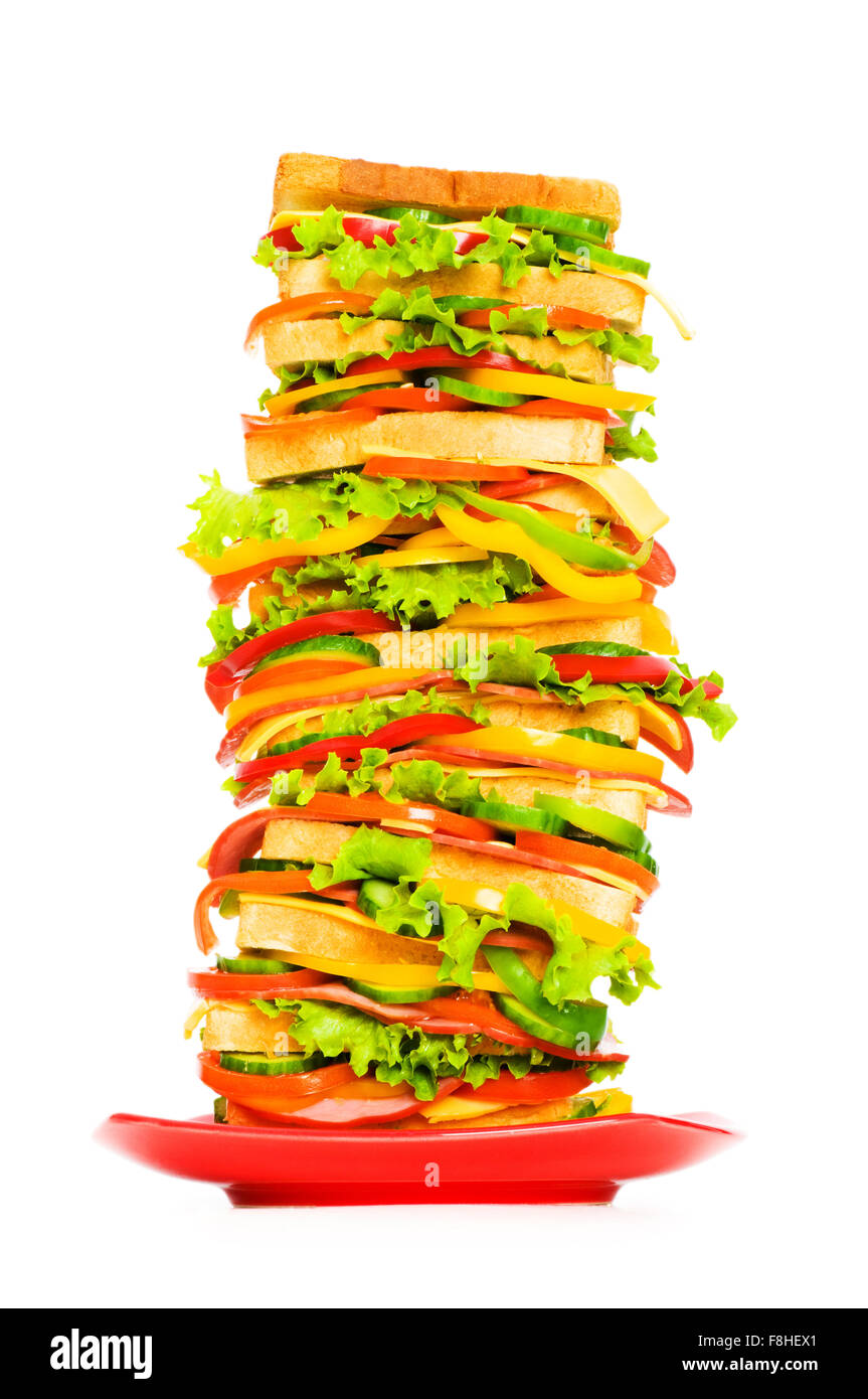 Giant sandwich isolated on the white background Stock Photo - Alamy