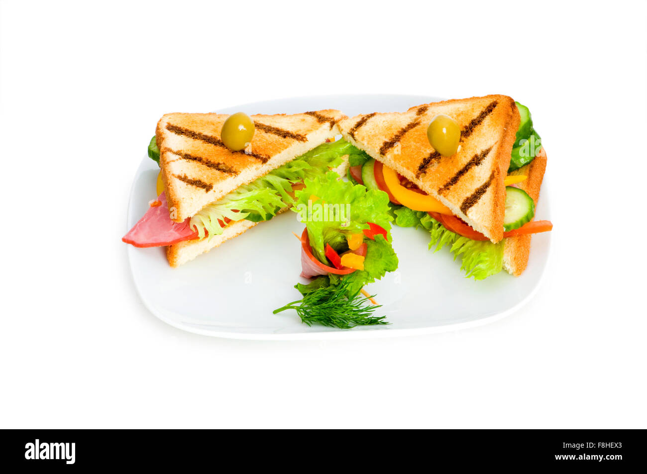 Toasted bread with filling isolated on the white Stock Photo - Alamy
