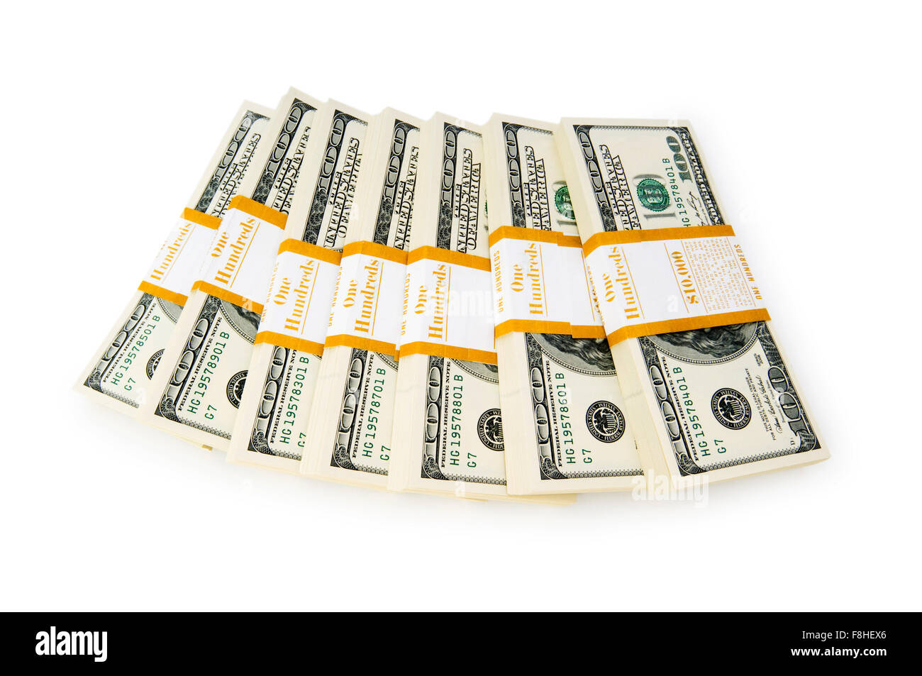 Stack of dollars isolated on the white Stock Photo - Alamy