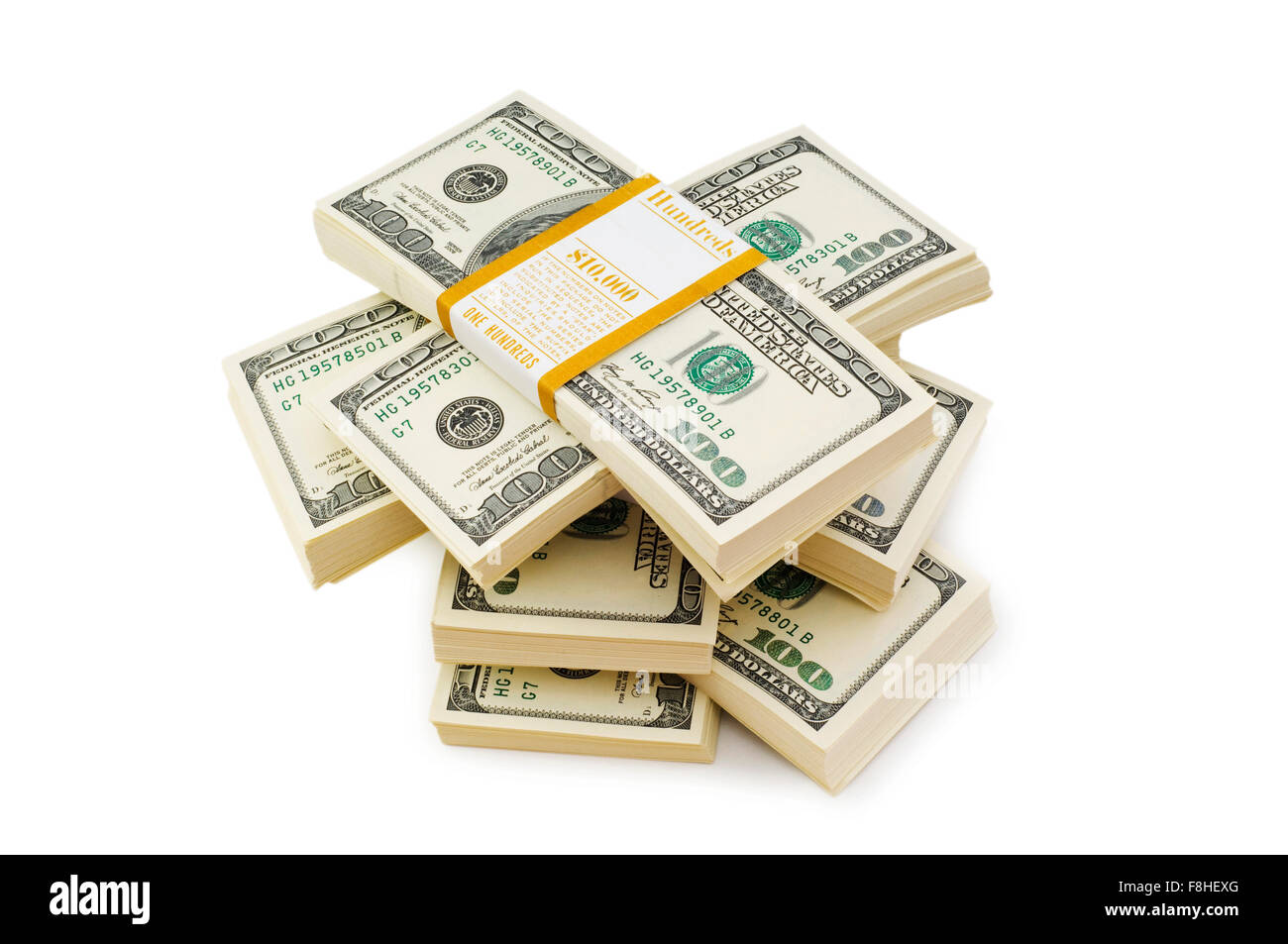 Stack of dollars isolated on the white Stock Photo - Alamy