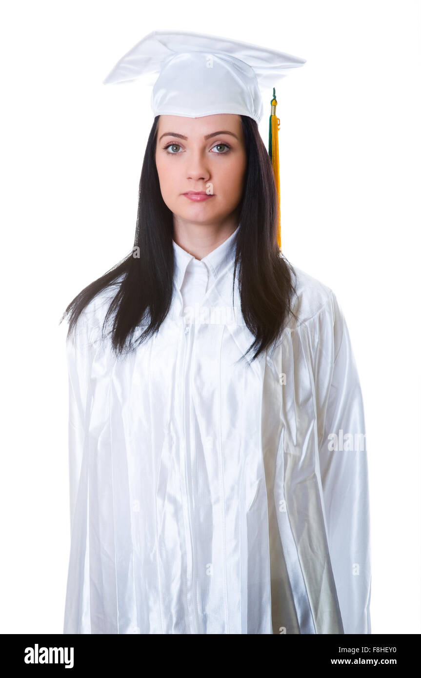 Young graduate isolated on the white background Stock Photo - Alamy