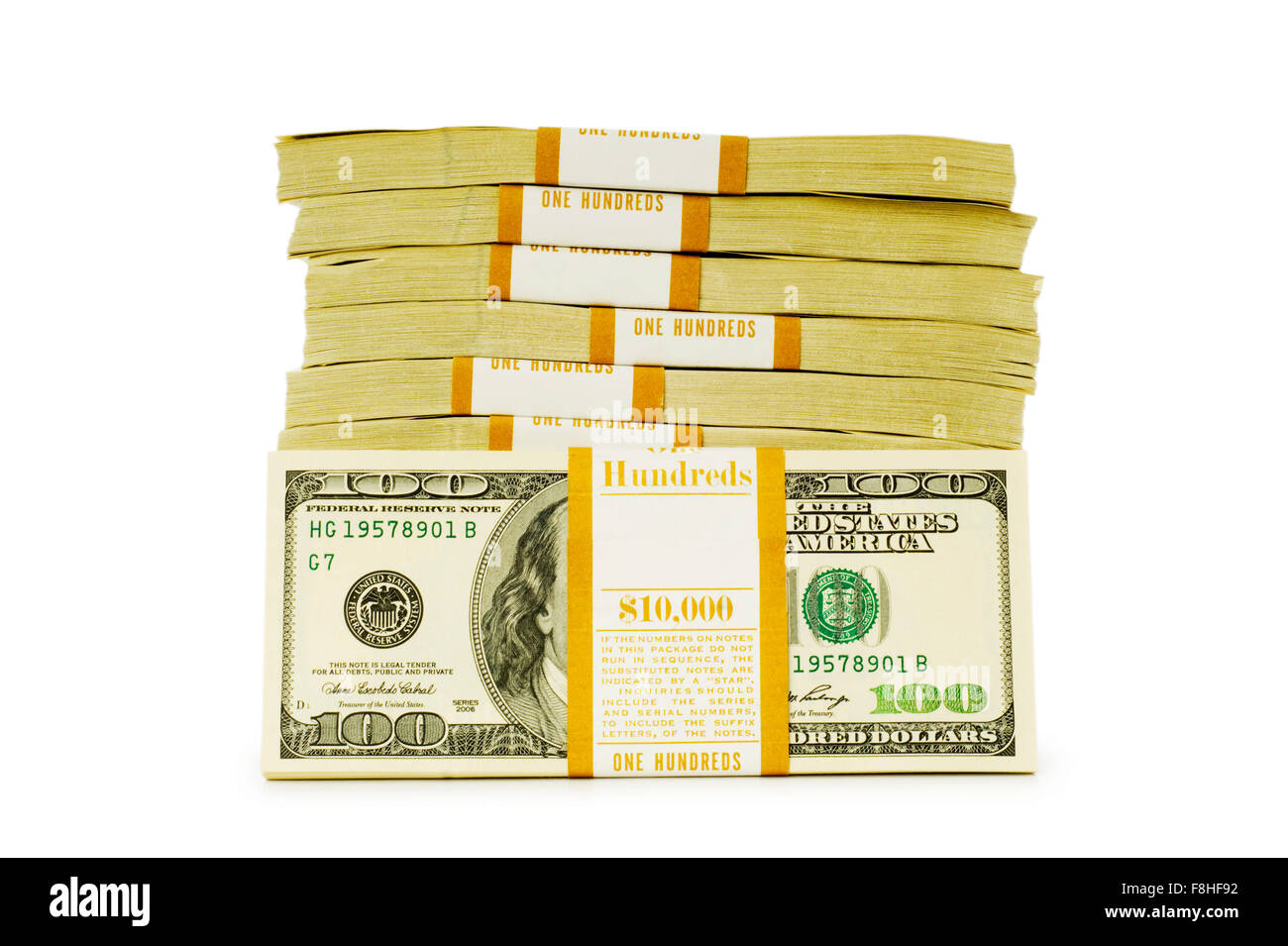 Stack of dollars isolated on the white Stock Photo - Alamy