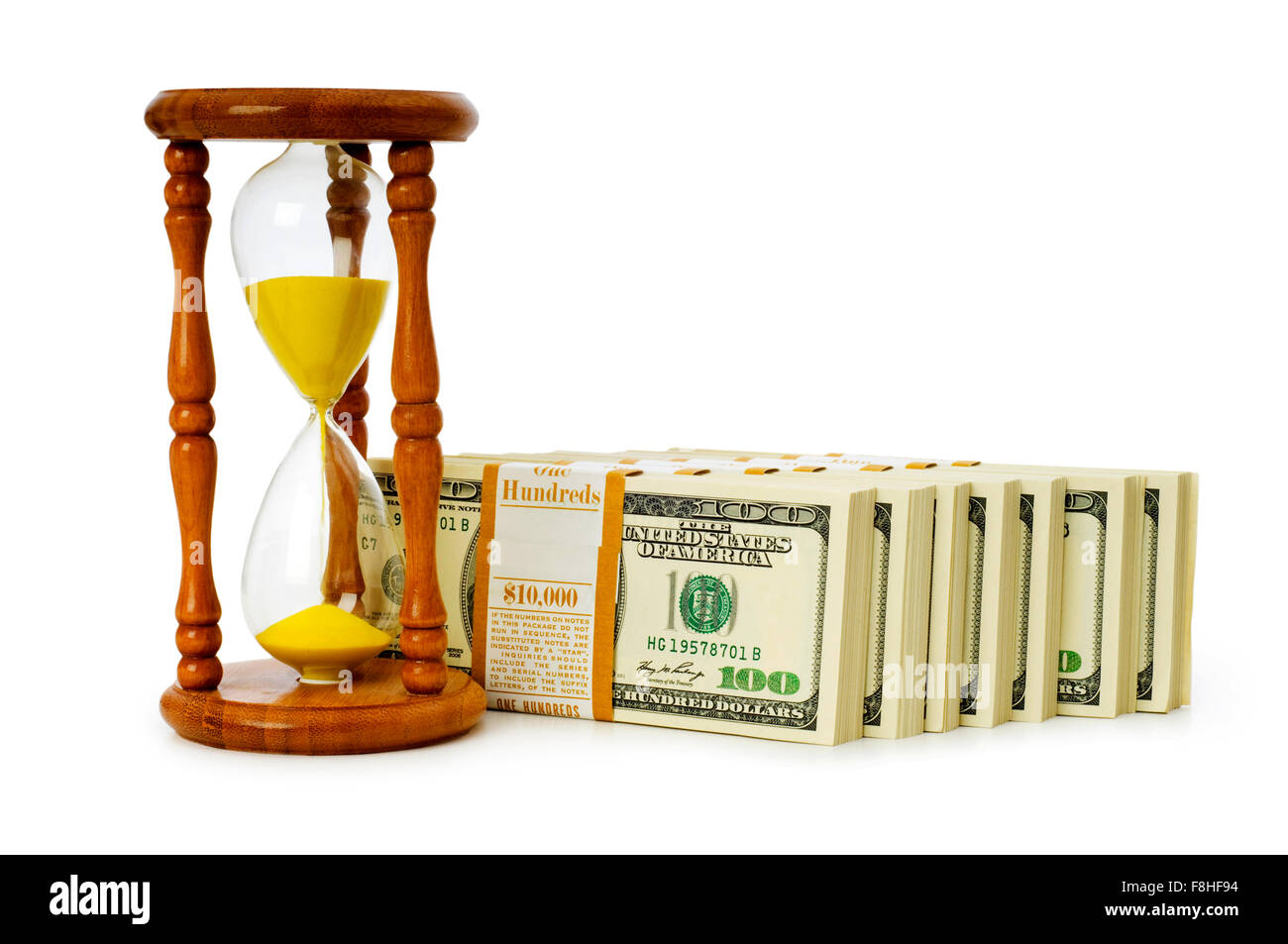 Time is money concept with dollars and hourglass Stock Photo - Alamy