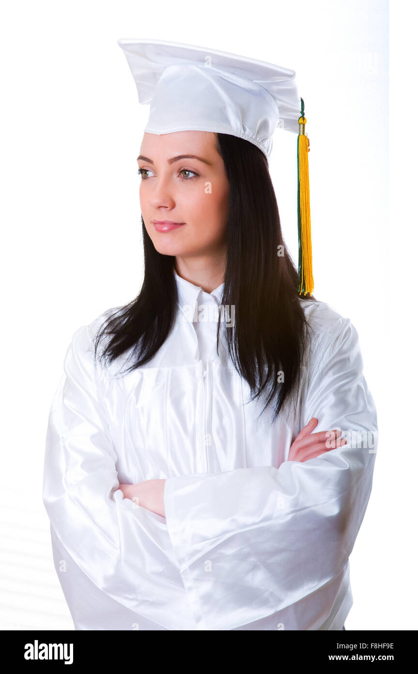 Young graduate isolated on the white background Stock Photo - Alamy